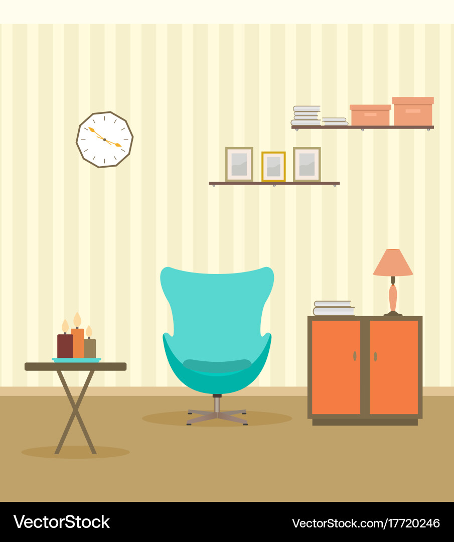 Interior design in flat style living room Vector Image