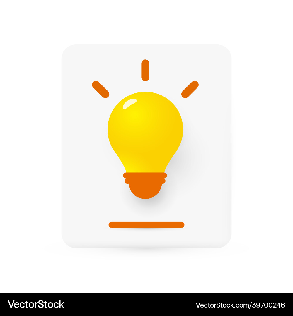 Lamp 3d icon for notebook idea good online Vector Image