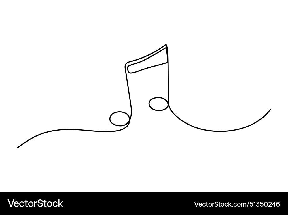 Musical note one line art outline continuous Vector Image