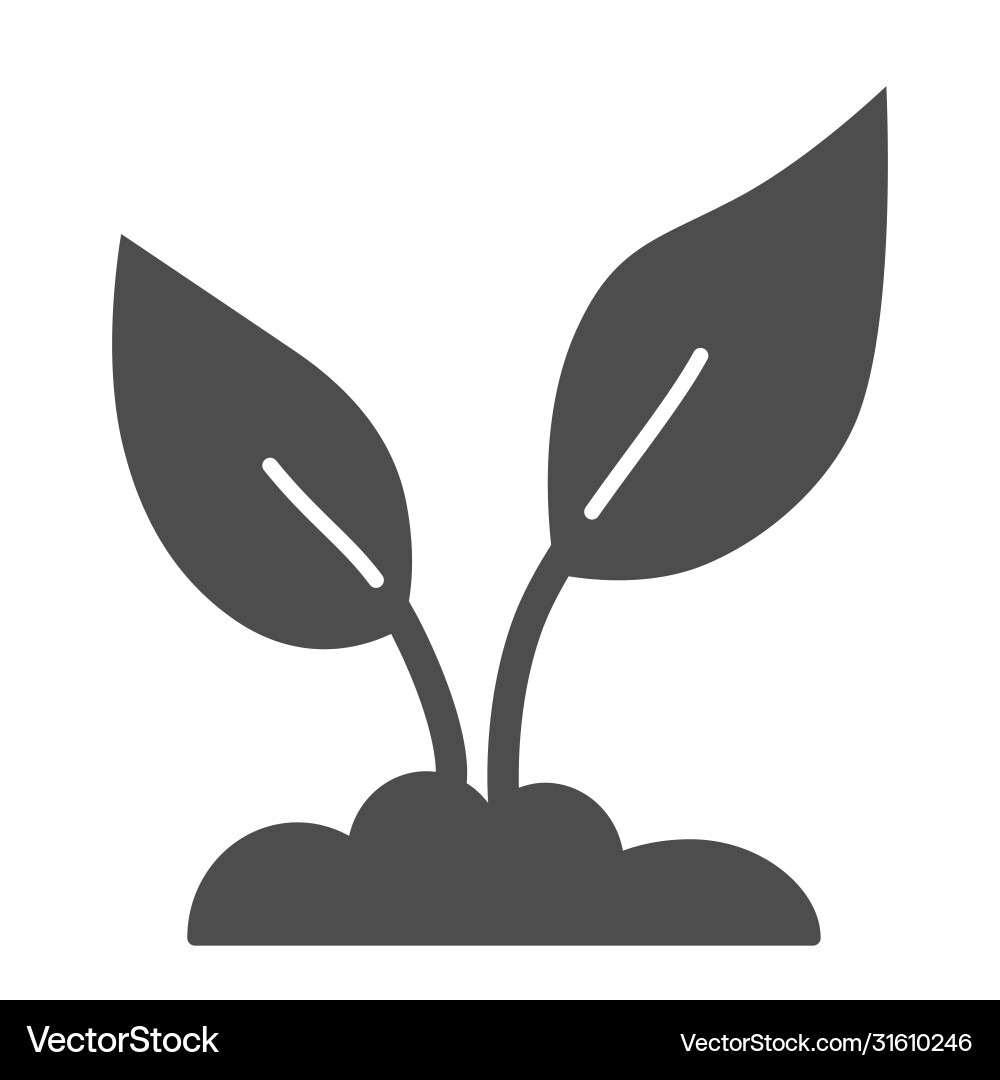 Seedling in a soil solid icon ecology concept Vector Image