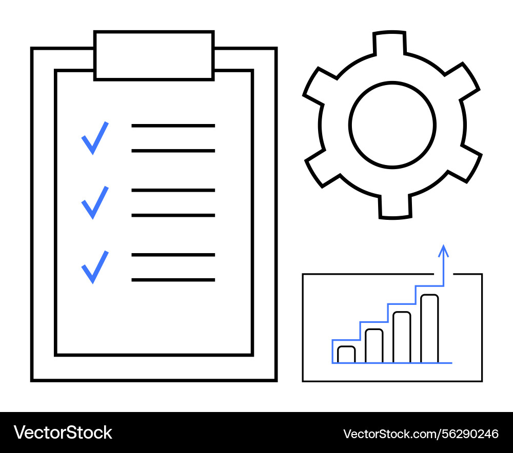 Task management with checklist gear and growth Vector Image