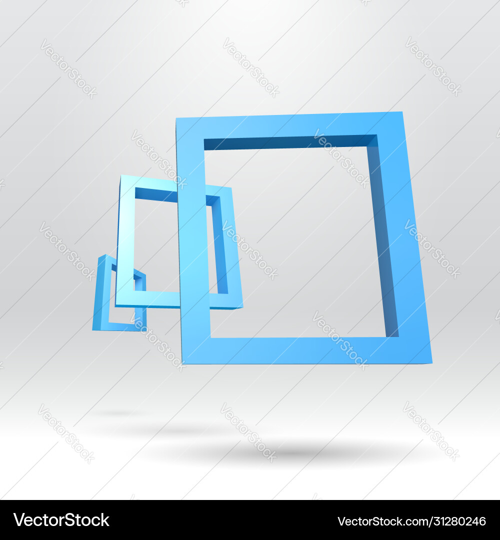 Three blue rectangular 3d frames Royalty Free Vector Image