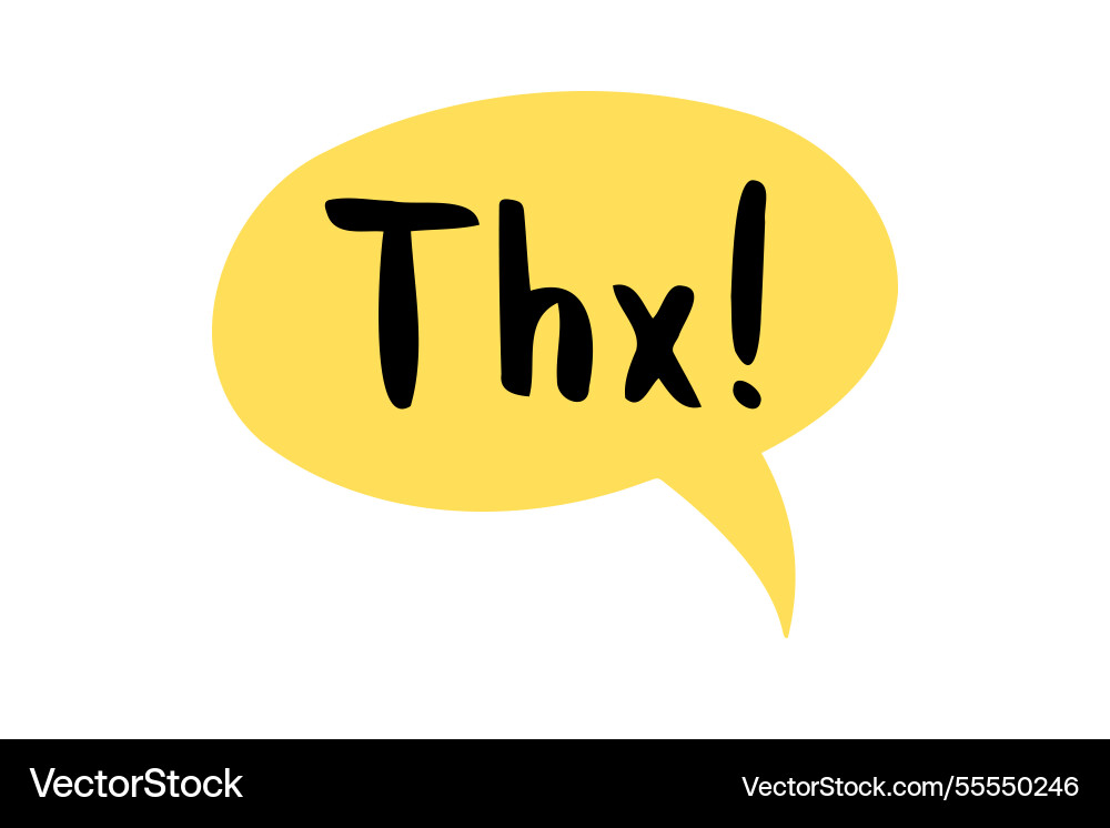 Thx speech bubble yellow bright icon thank you Vector Image