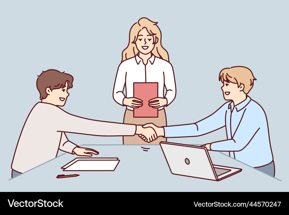 Businessmen Shaking Hands - Deal Closure Vector Image
