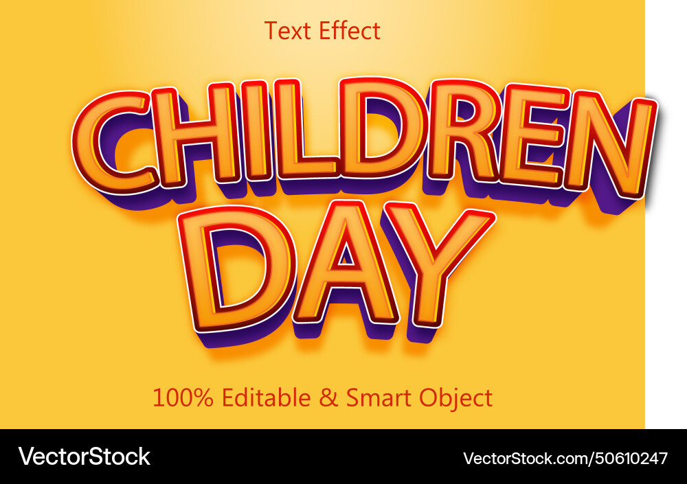 Children day editable text effect 3 dimension Vector Image