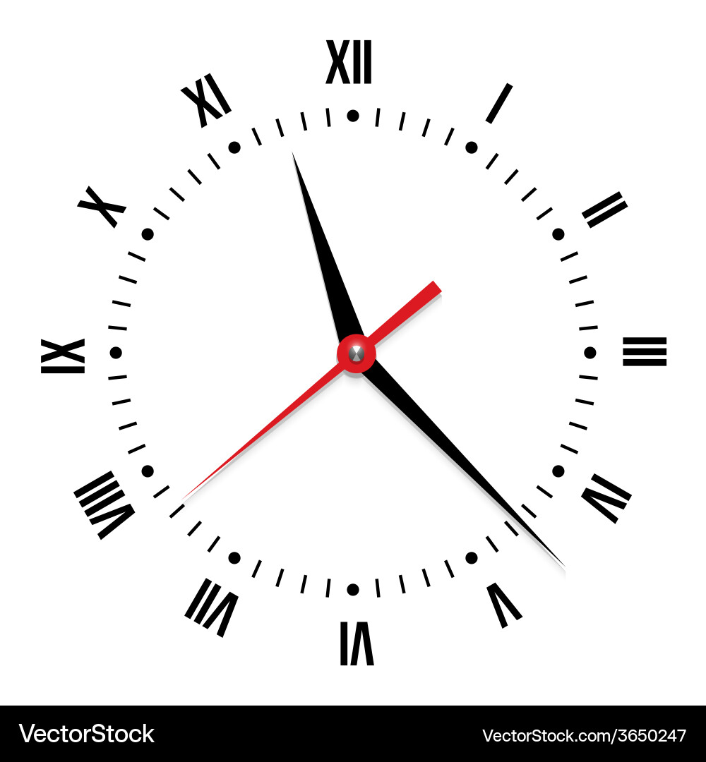 Clock on white background Royalty Free Vector Image