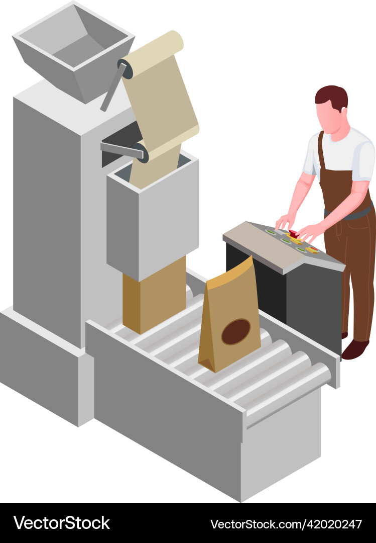 Coffee Production Factory Isometric Royalty Free Vector