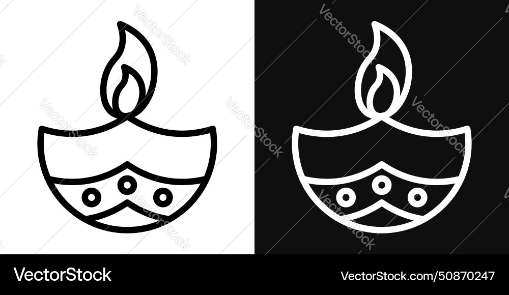 Diya icon set traditional lamps celebration Vector Image