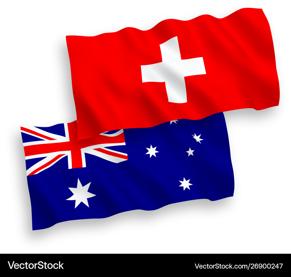 Flags australia and switzerland on a white Vector Image