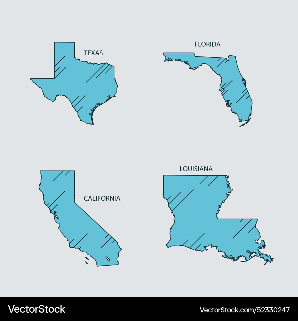 Hand drawn usa states outline map Royalty Free Vector Image
