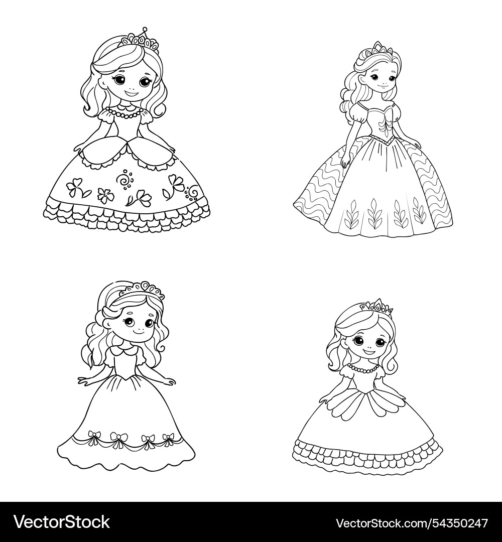 Little princess coloring page for kids Royalty Free Vector
