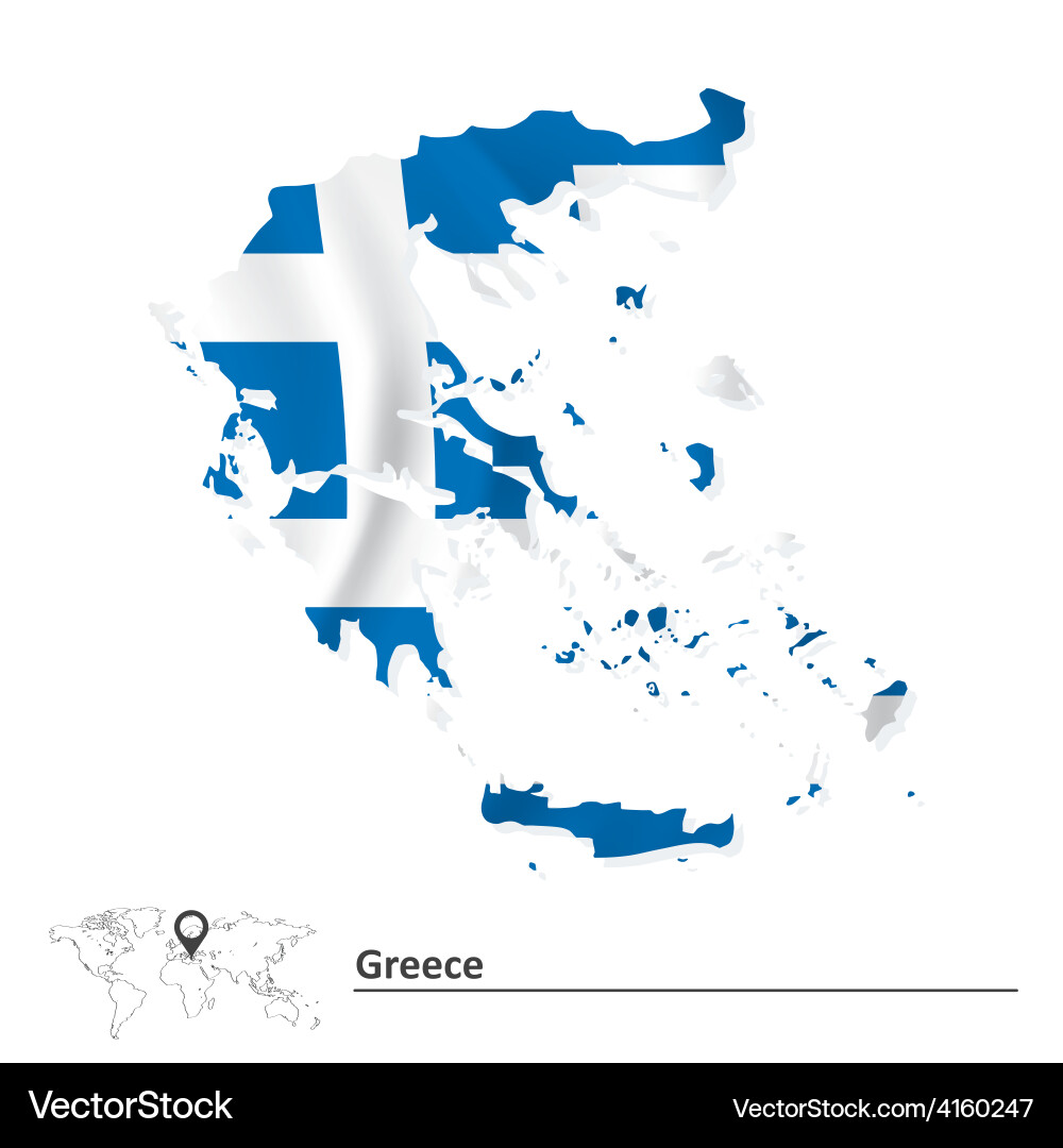 Map of greece with flag Royalty Free Vector Image