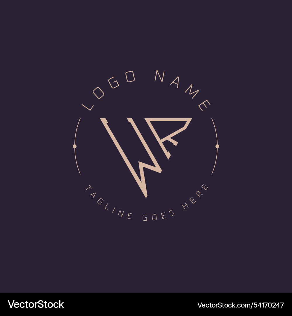 Professional wr logo modern minimal letter Vector Image