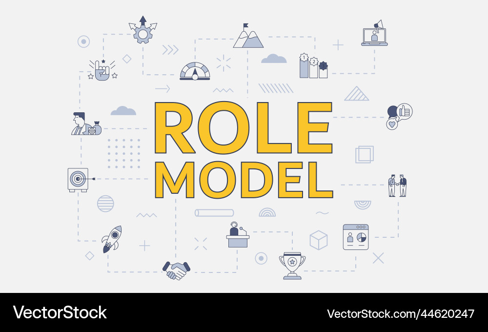 Role model concept with icon set big word Vector Image