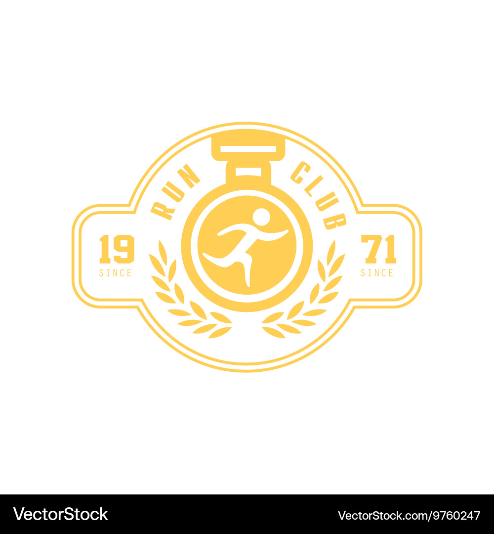 Run club yellow label design Royalty Free Vector Image