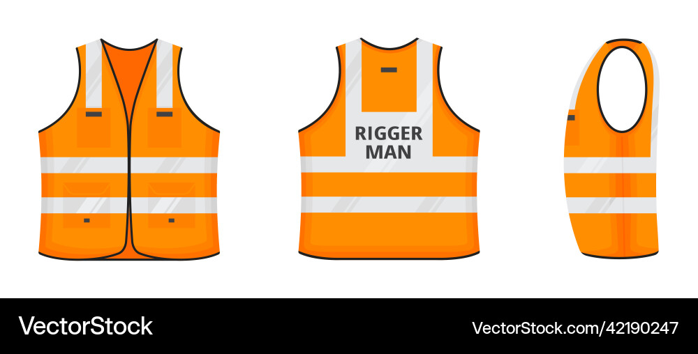 Safety reflective vest with label rigger man tag Vector Image