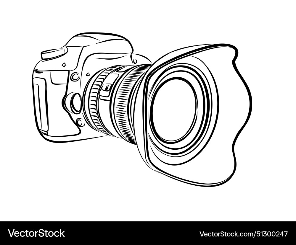 Sketch of a slr camera Royalty Free Vector Image