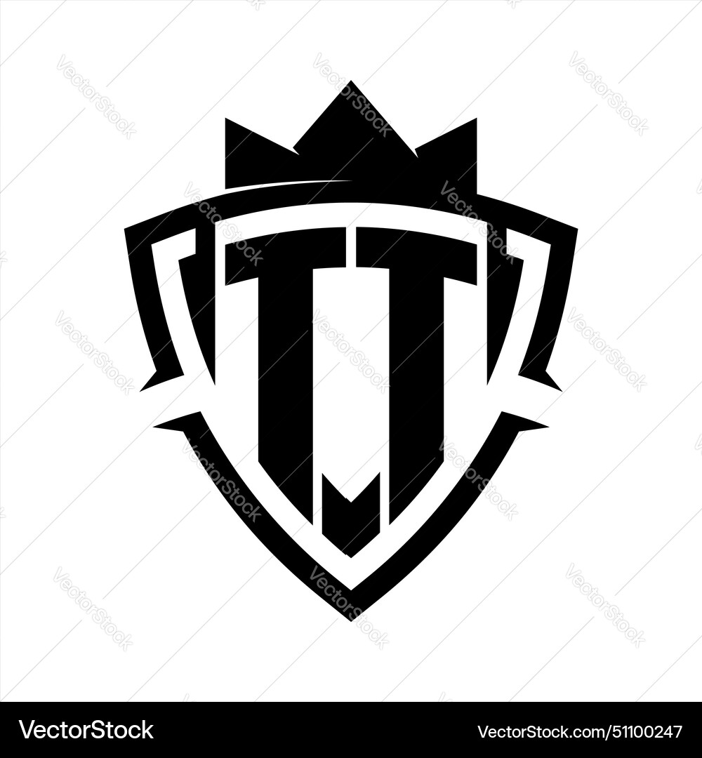 Tt letter bold monogram triangle curve shield Vector Image