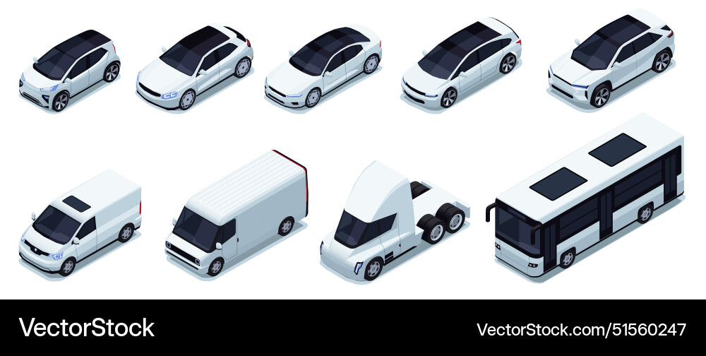 Various isometric car logistic delivery vehicles Vector Image