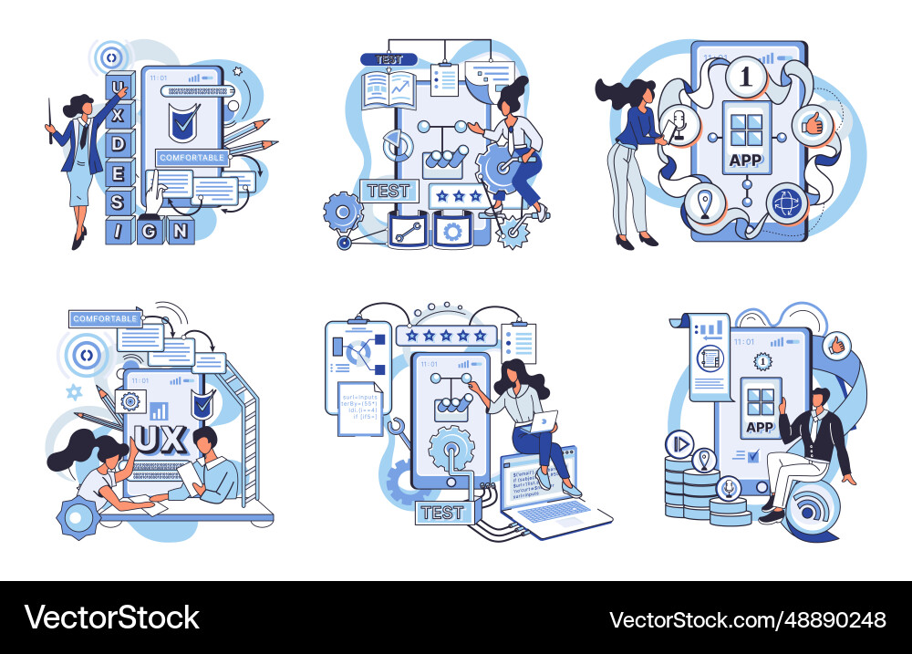 Application Testing Metaphor Royalty Free Vector Image