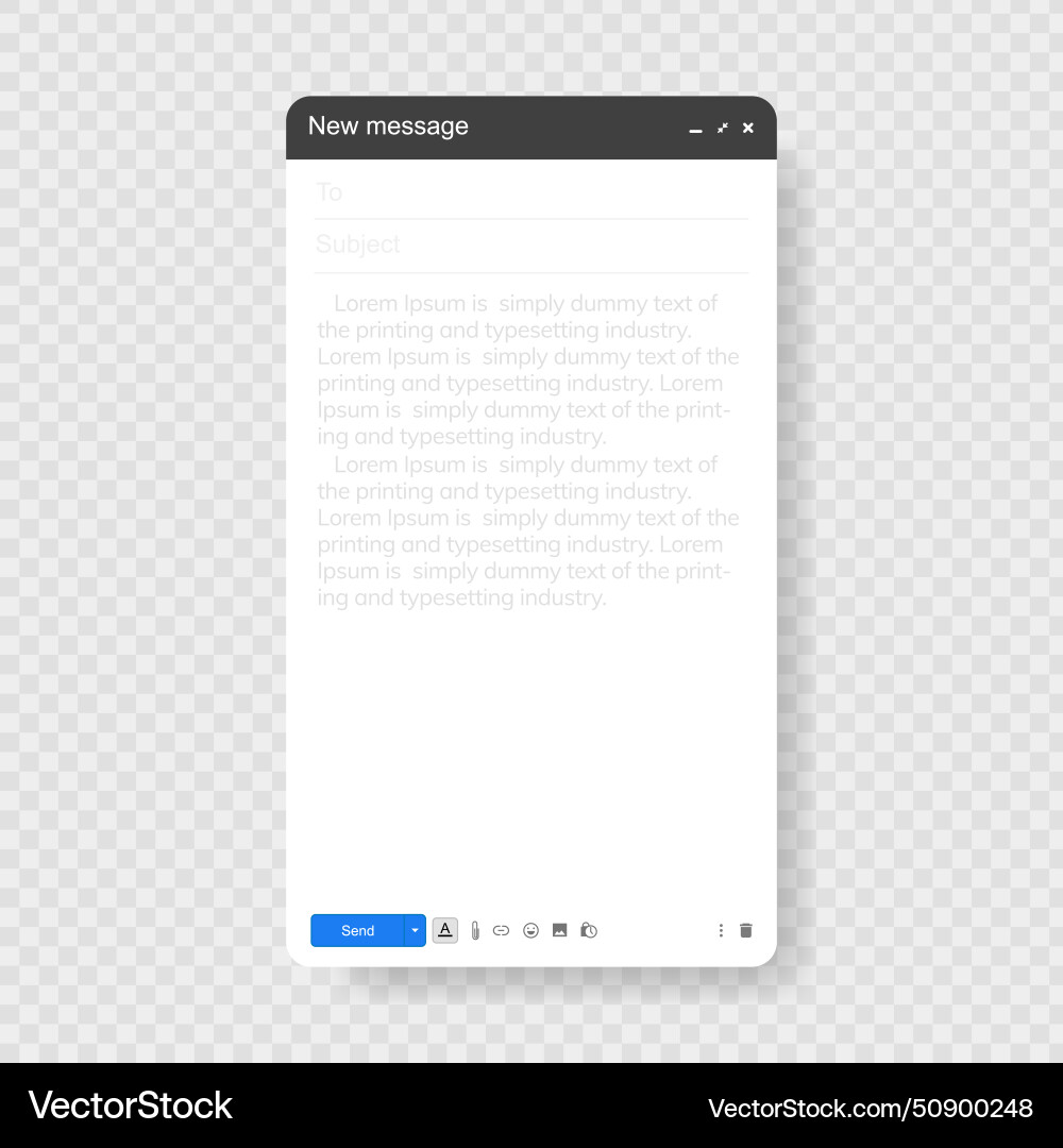Blank window of email template message Royalty Free Vector