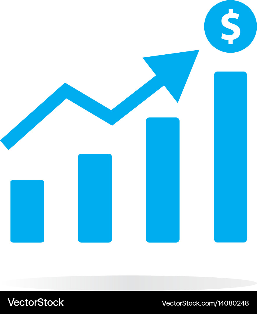 Blue chart icon on white background Royalty Free Vector