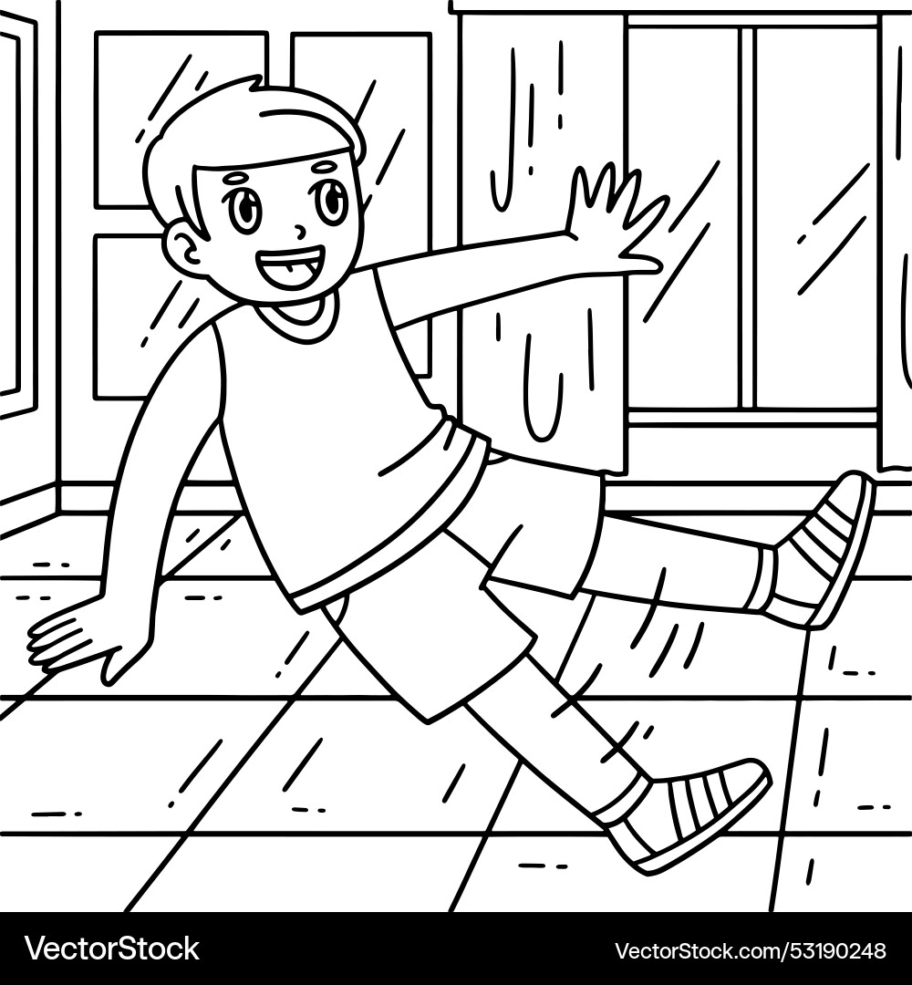 Breakdance b boy doing a kick out coloring page Vector Image