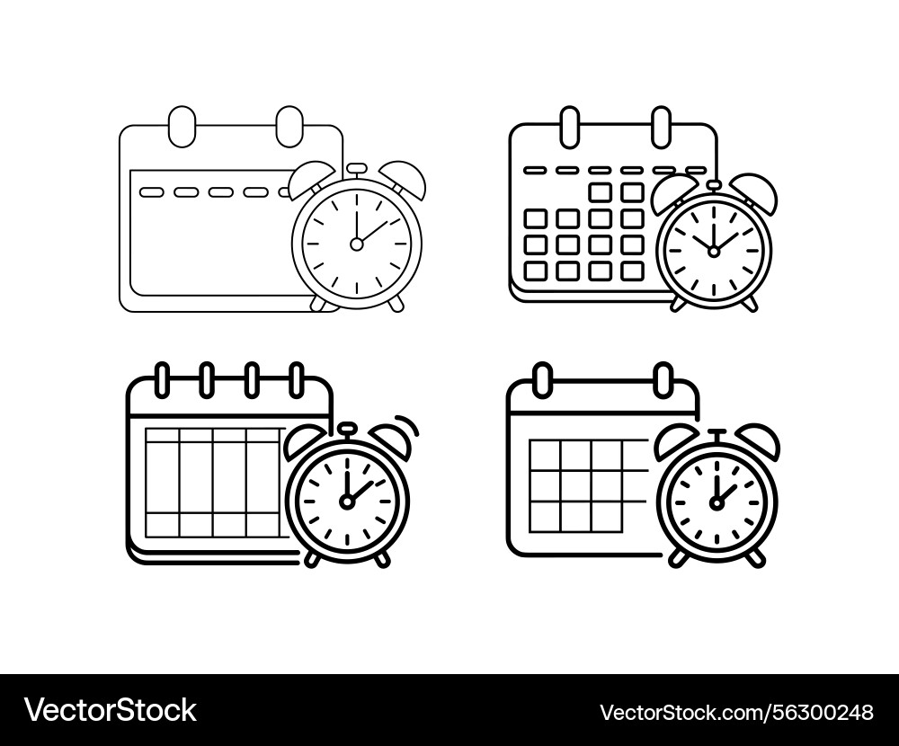 Calendar & Clock Icons - Time Management Vector Image