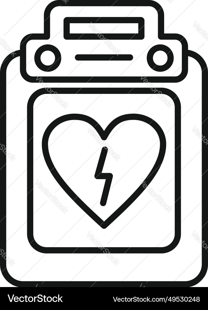 Cardiology defibrillator icon outline Royalty Free Vector