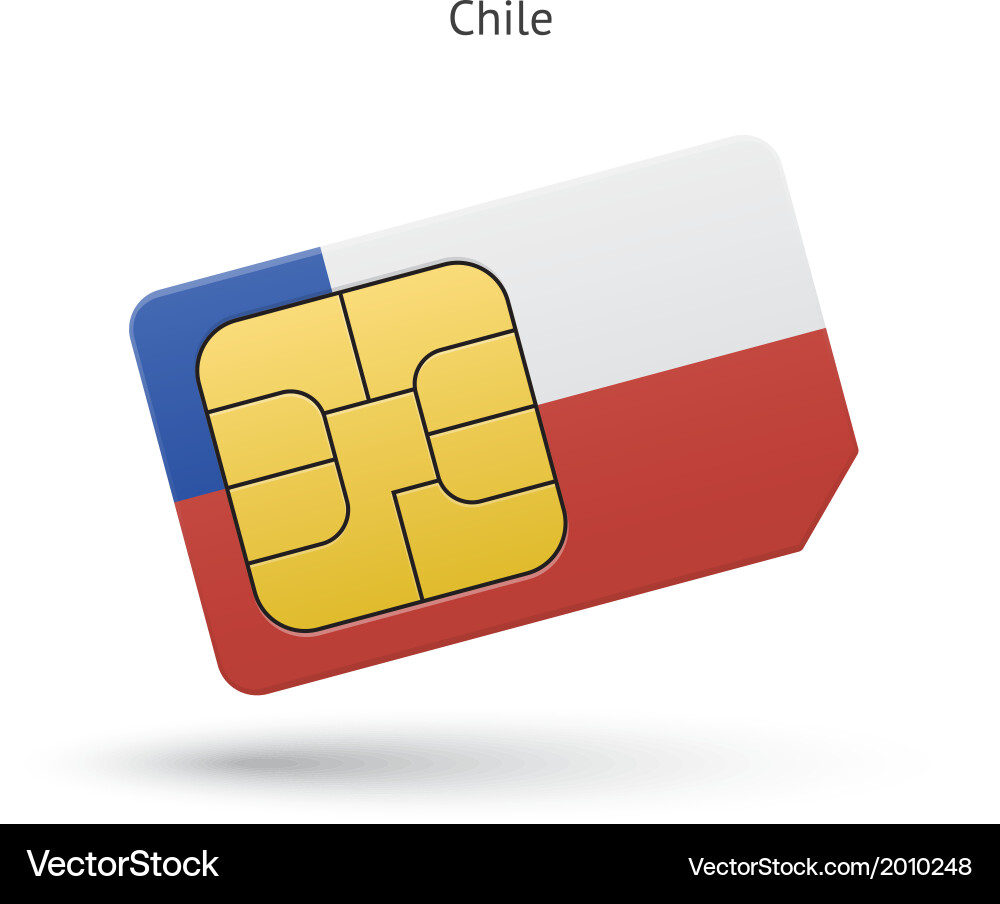 Chile mobile phone sim card with flag Royalty Free Vector