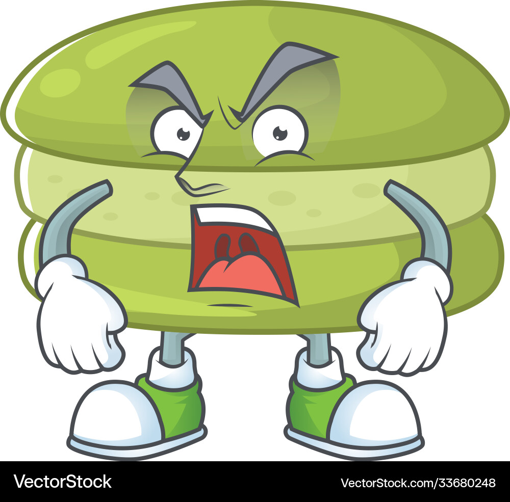 Coconut macarons mascot showing angry face Vector Image