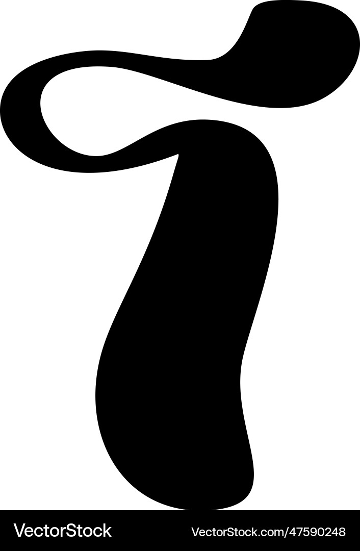 Display liquid font letter t alphabet Royalty Free Vector