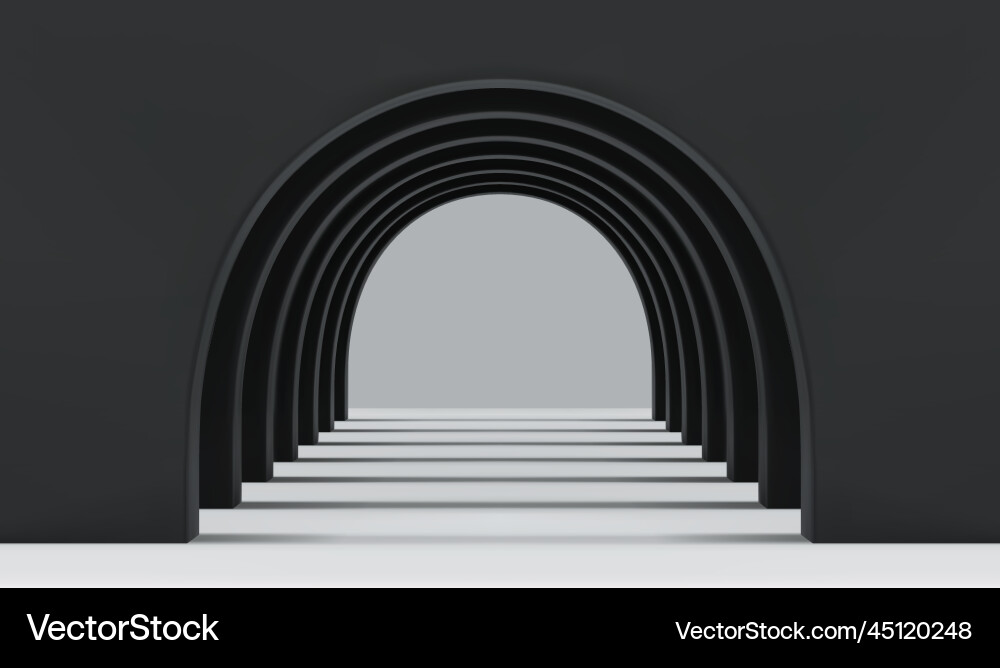 Empty corridor of several round arches Royalty Free Vector