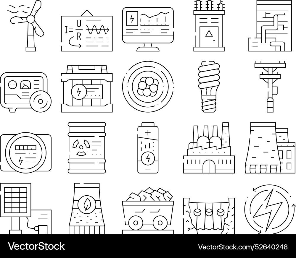 Energy manufacturing collection icons set Vector Image