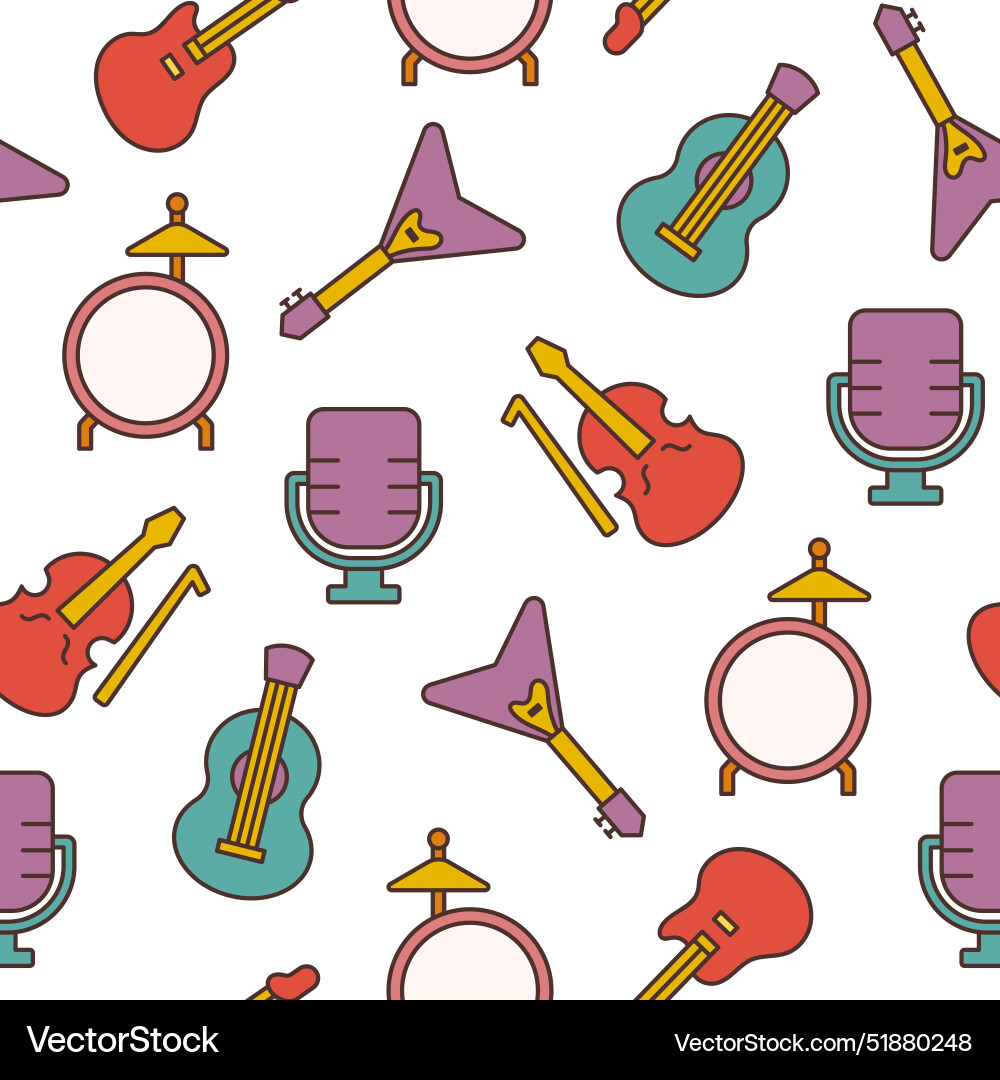 Musical instruments seamless pattern Royalty Free Vector