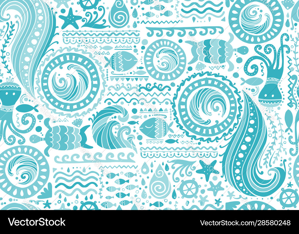 Polynesian style marine background tribal Vector Image