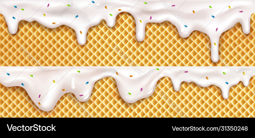 Realistic drip ice cream melt drops with sprinkles