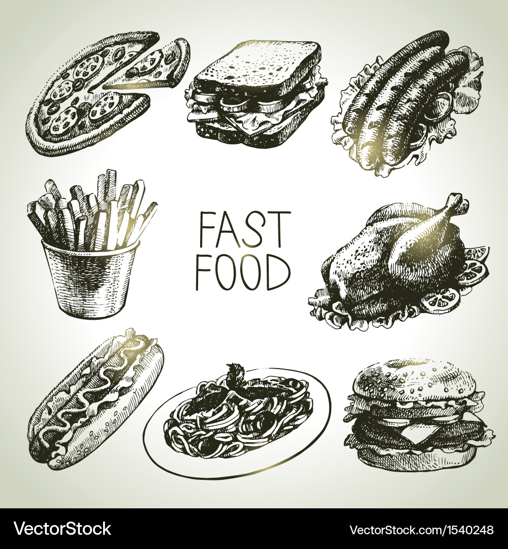 Retro Fast Food Collection Royalty Free Vector Image