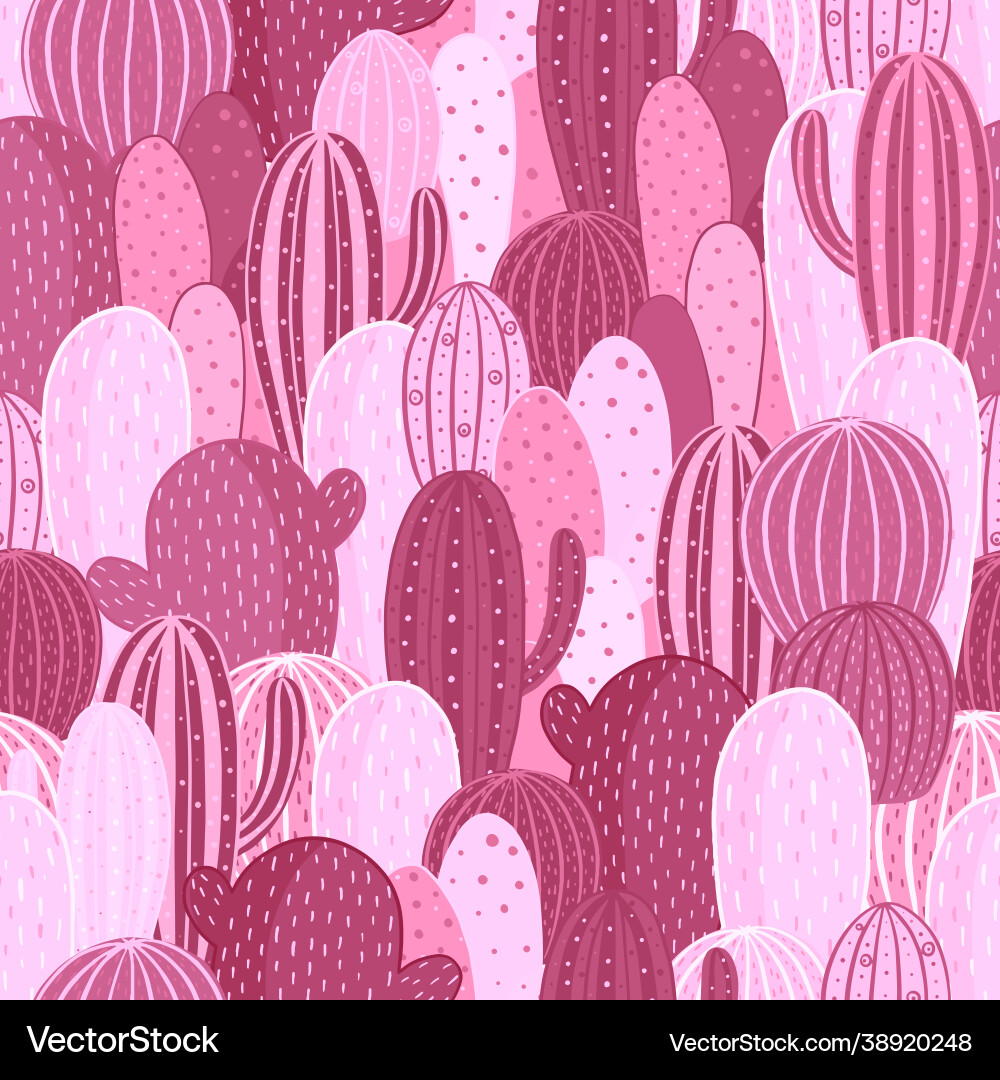 Seamless pattern cactus texture Royalty Free Vector Image