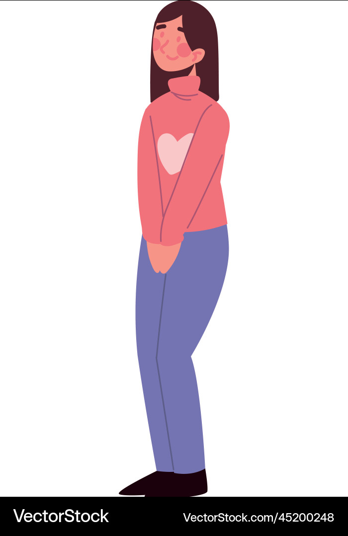 Shy woman character Royalty Free Vector Image - VectorStock