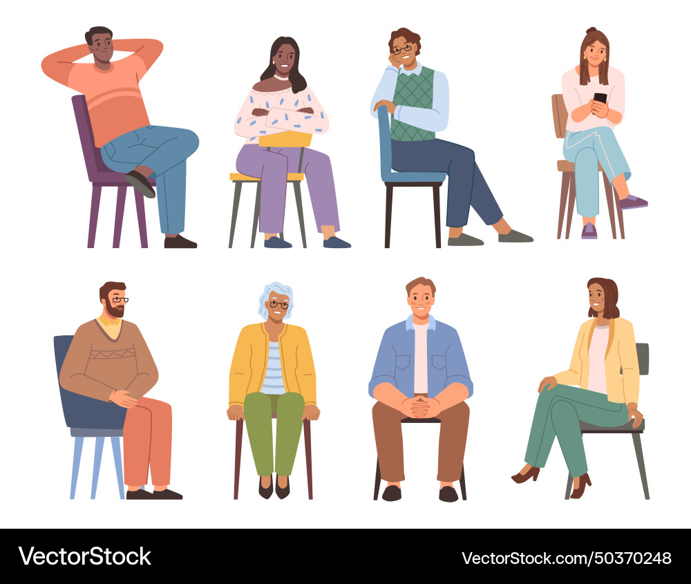 Sitting people relaxed characters Royalty Free Vector Image