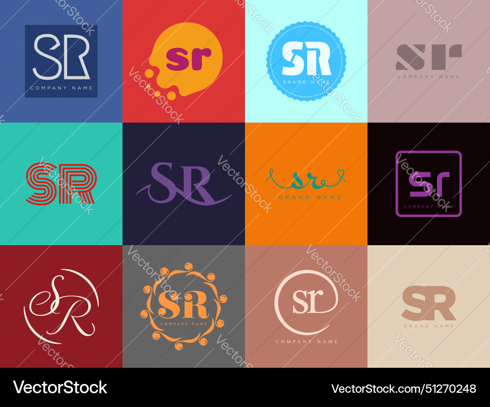 Sr logo company template letter s and r logotype Vector Image