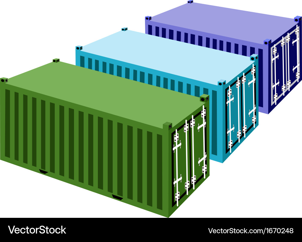 Three freight containers on a white background Vector Image