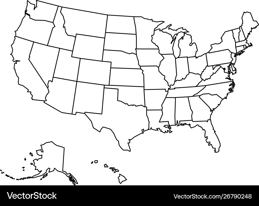 Usa Map Outline Vector