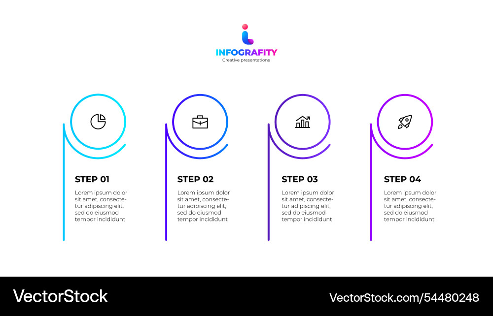 Vertical outline elements with 4 steps or options Vector Image