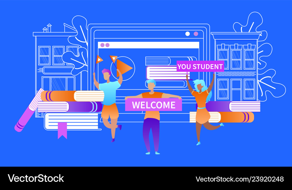 Welcome you student happy students meet beginners Vector Image