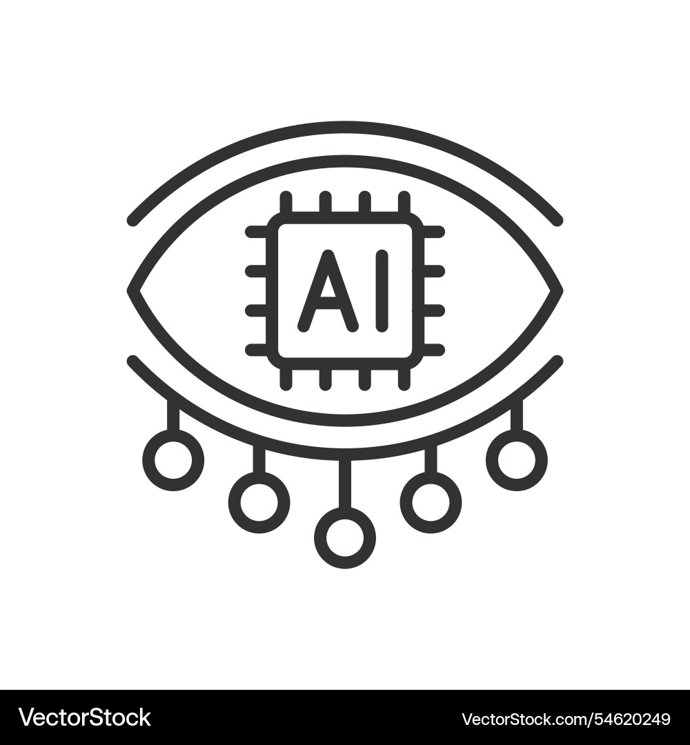 Ai sight icon in line design vision Royalty Free Vector