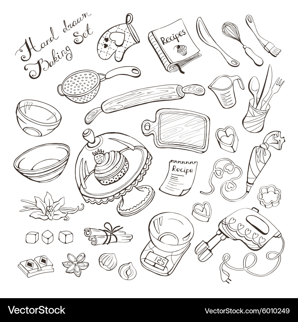 Baking doodle collection Royalty Free Vector Image