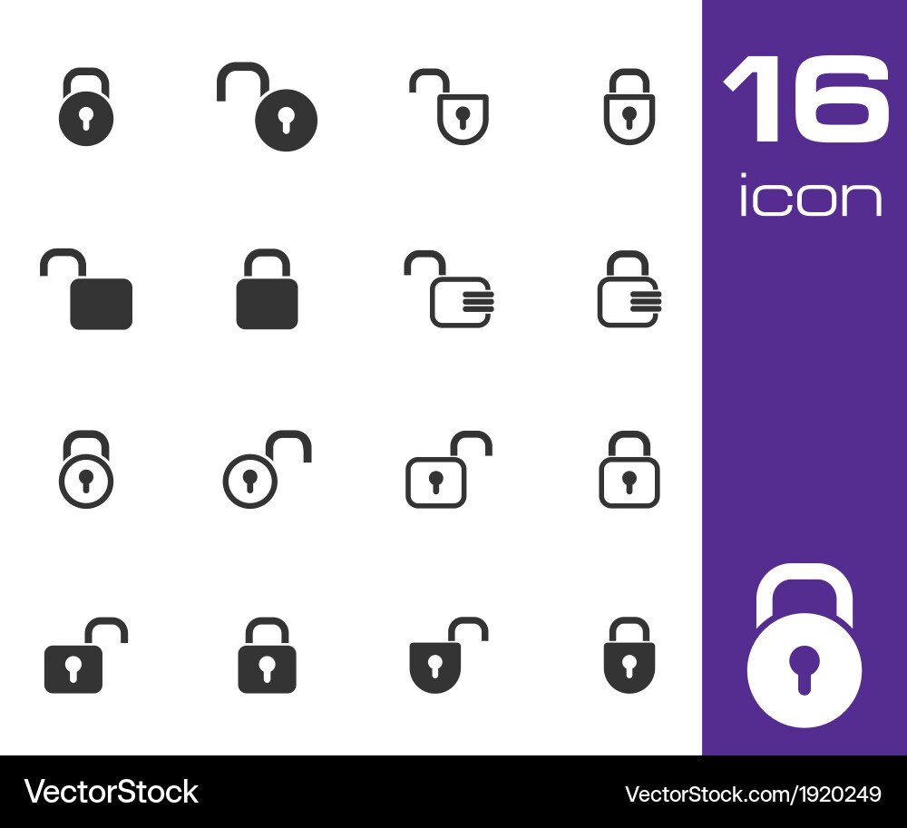 Black lock icons set Royalty Free Vector Image