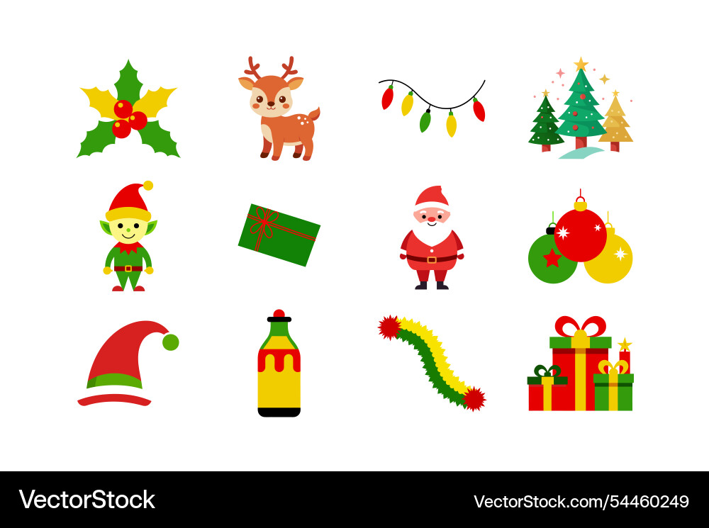 Christmas icon set festive holiday designs Vector Image